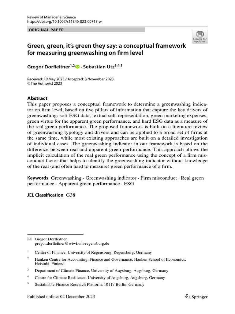 Green Green Its Green They Say A Conceptual Framework For Measuring ...