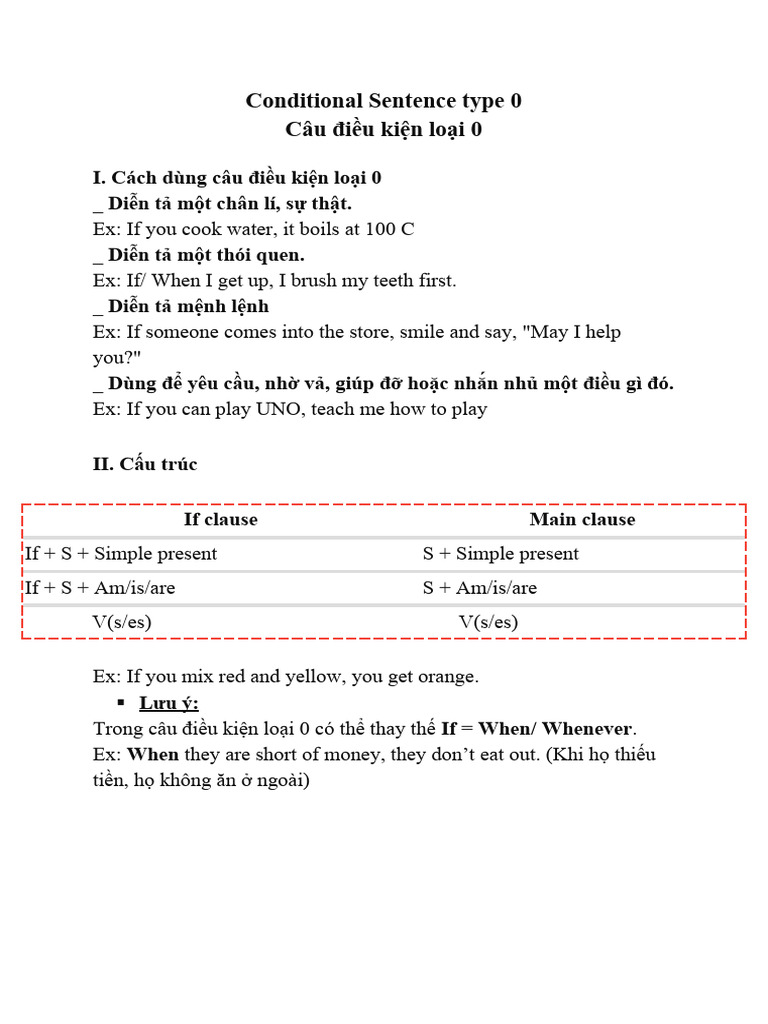 Conditional Sentence Type 0 | PDF