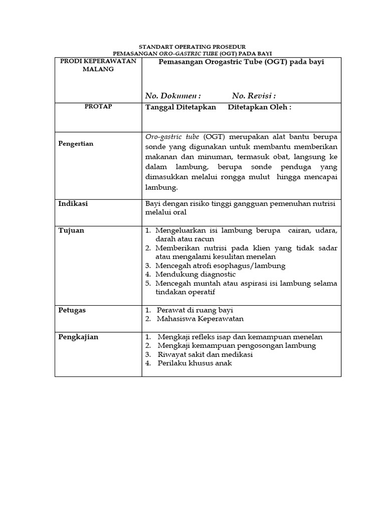 Sop Ogt-Ngt | PDF | Kesehatan Holistik
