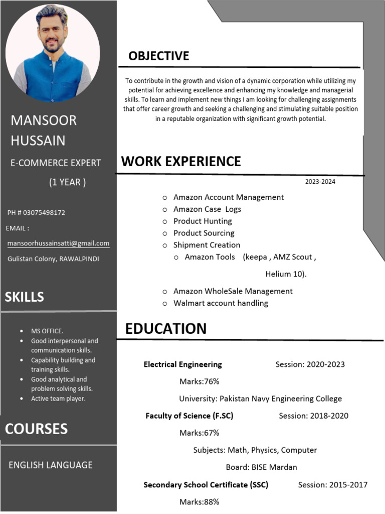 MANSOOR HUSSAIN CV. | PDF | Cognition