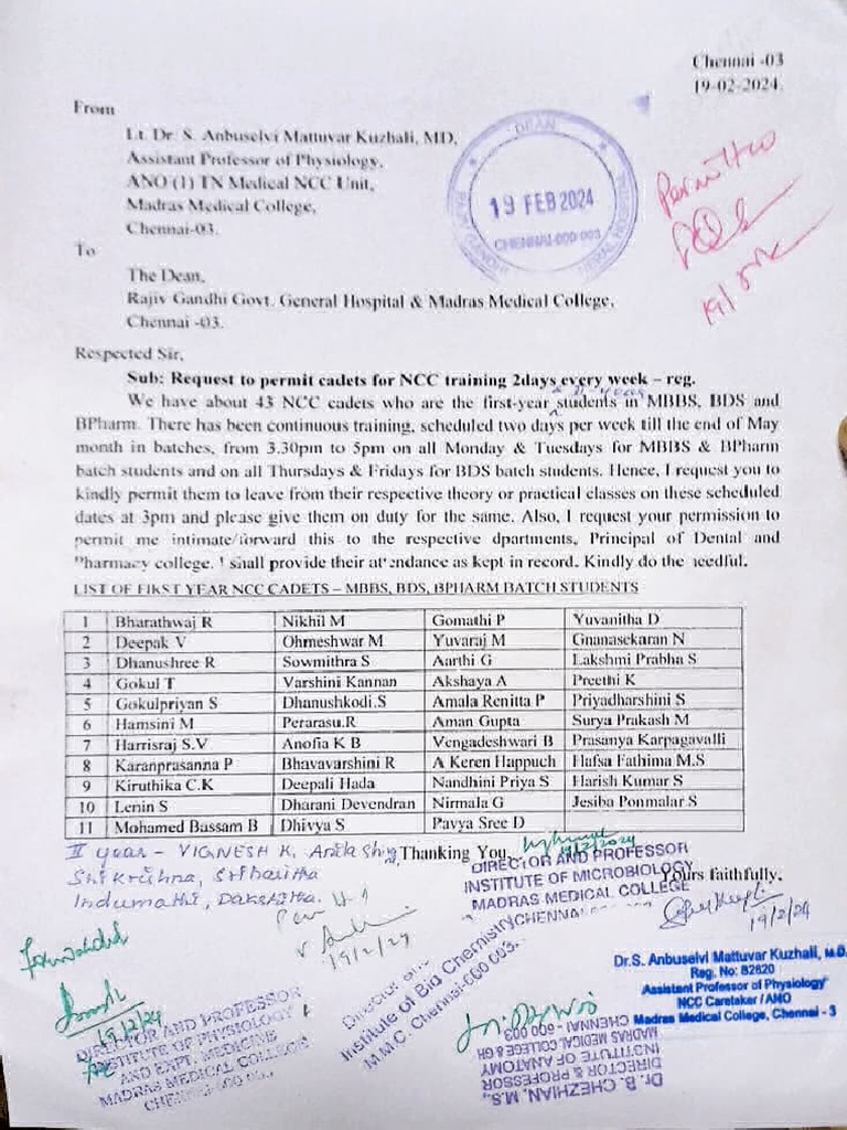 ncc training permission letter | PDF