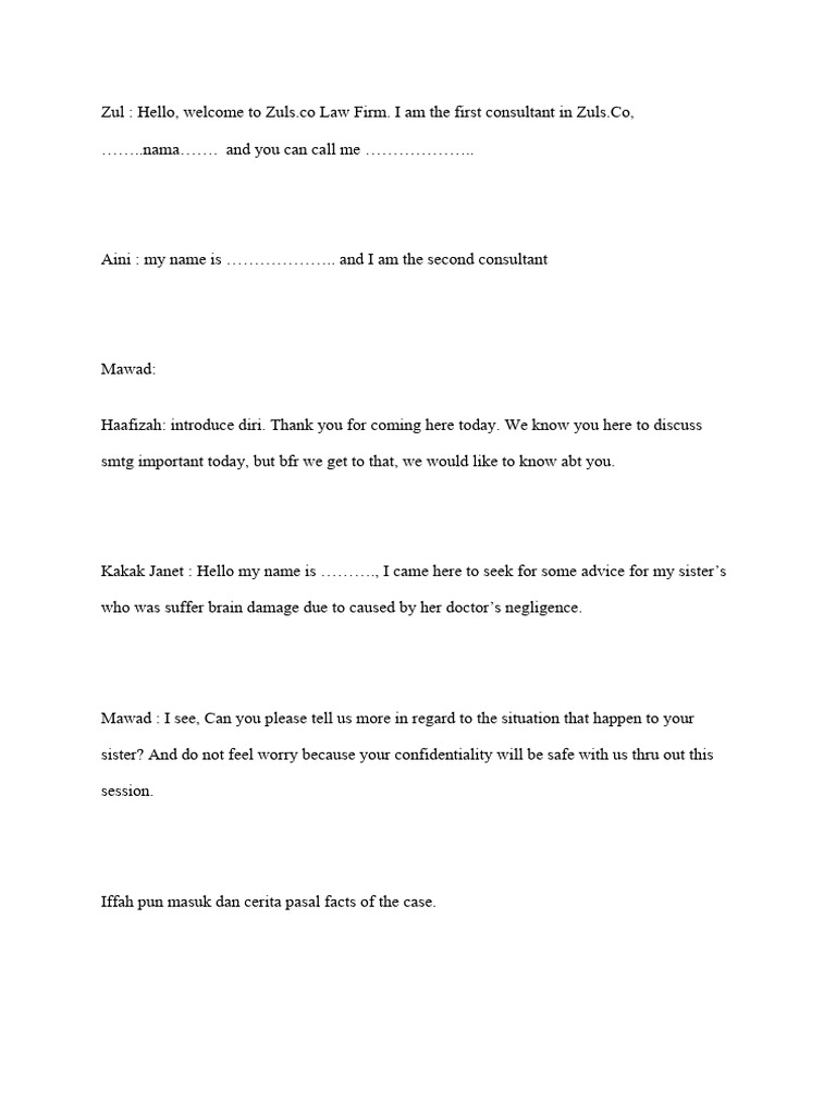 Script Client Counselling | PDF | Negligence | Private Law