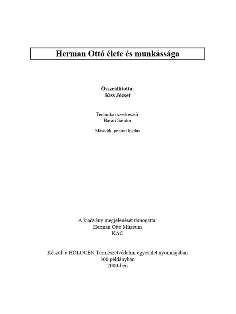 Herman Otto Elete Munkassaga | PDF