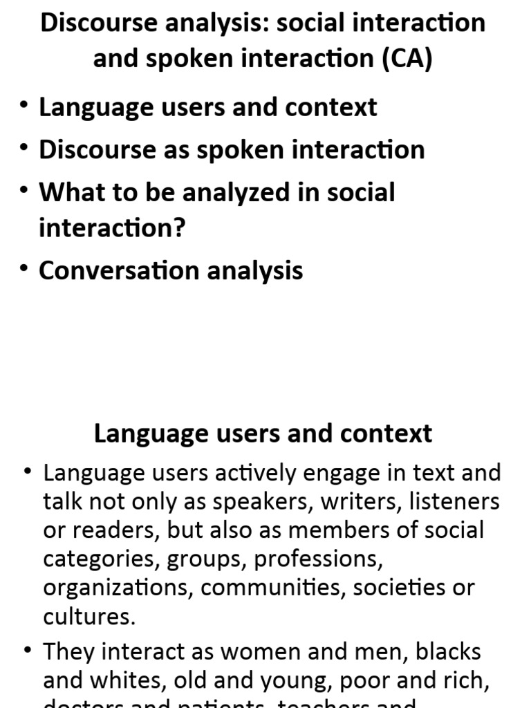 Discourse Analysis & Conversation Analysis | PDF | Power (Social And Political) | Liberal Arts ...