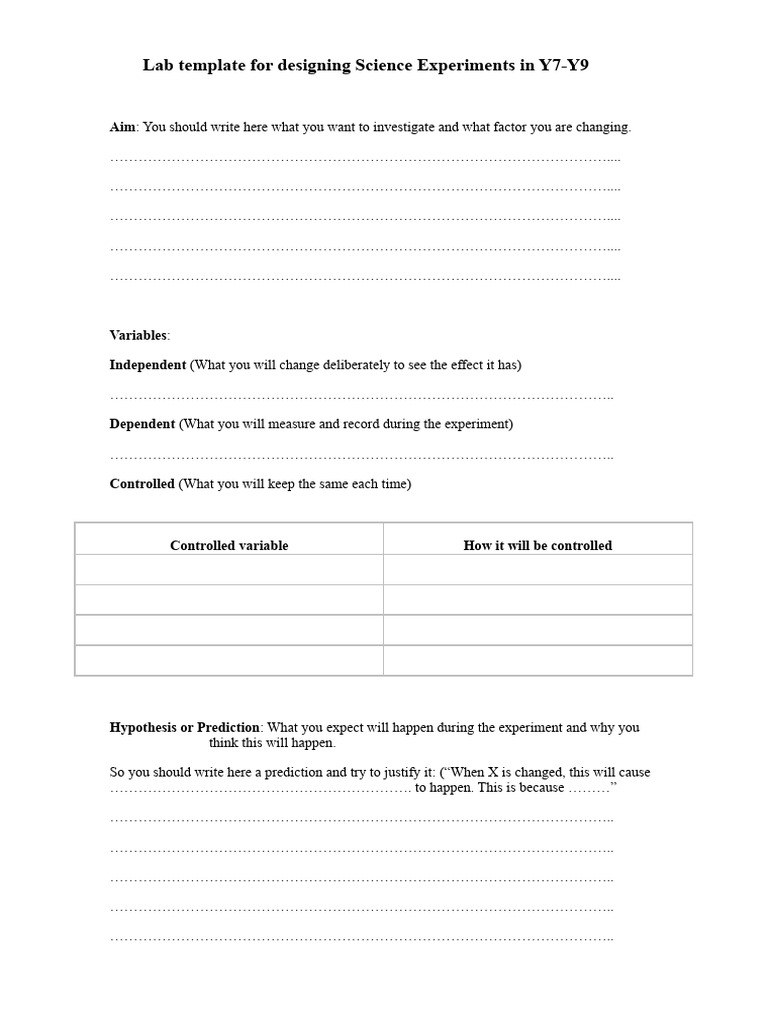 Lab Template For Designing Science Experiments | PDF | Experiment | Scientific Method