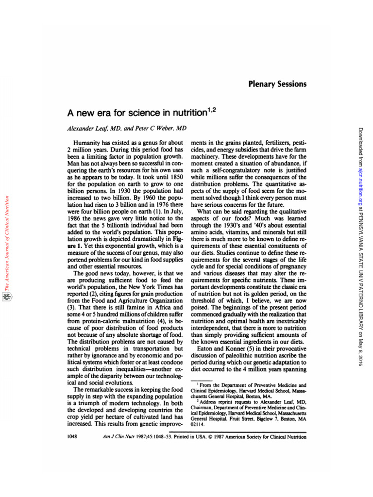 A New Era For Science in Nutrition | PDF | Atherosclerosis | Fat
