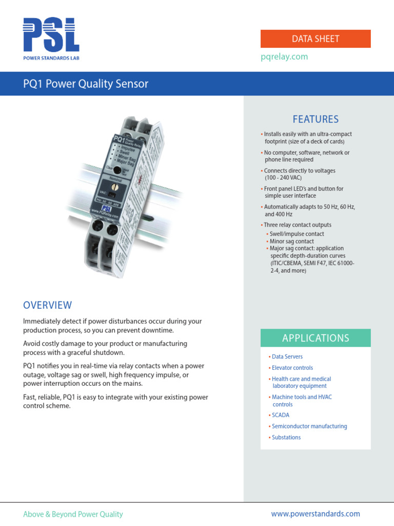 PQ1 Data Sheet | PDF | Mains Electricity | Electricity