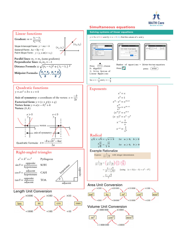 Math 1 Notes | PDF | Equations | Mathematics
