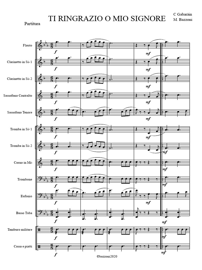 Ti Ringrazio o Mio Signore Partitura | PDF