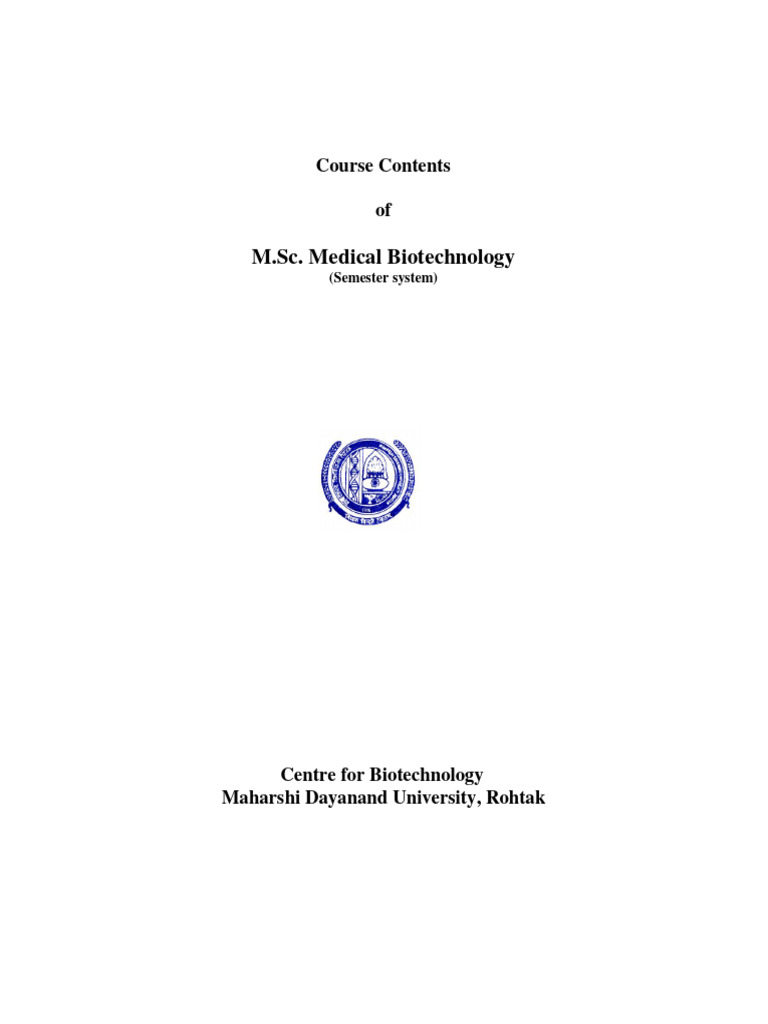 M.SC - Medical Biotechnology - 1st To 4th Sem Session 2011-12 | PDF ...