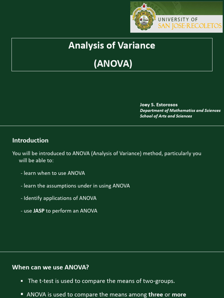 Lesson 3 (Analysis of Variance) | PDF | Analysis Of Variance | Statistics