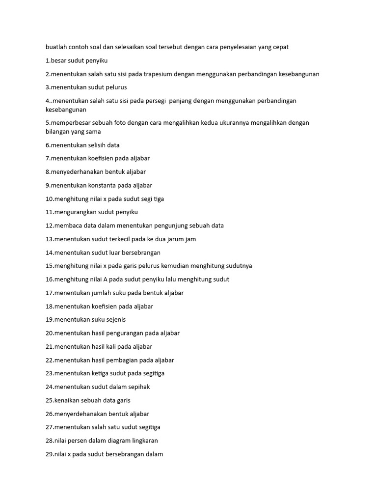 Buatlah Contoh Soal Dan Selesaikan Soal Tersebut Dengan Cara ... Buatlah Contoh Soal Dan Selesaikan Soal Tersebut Dengan Cara ...