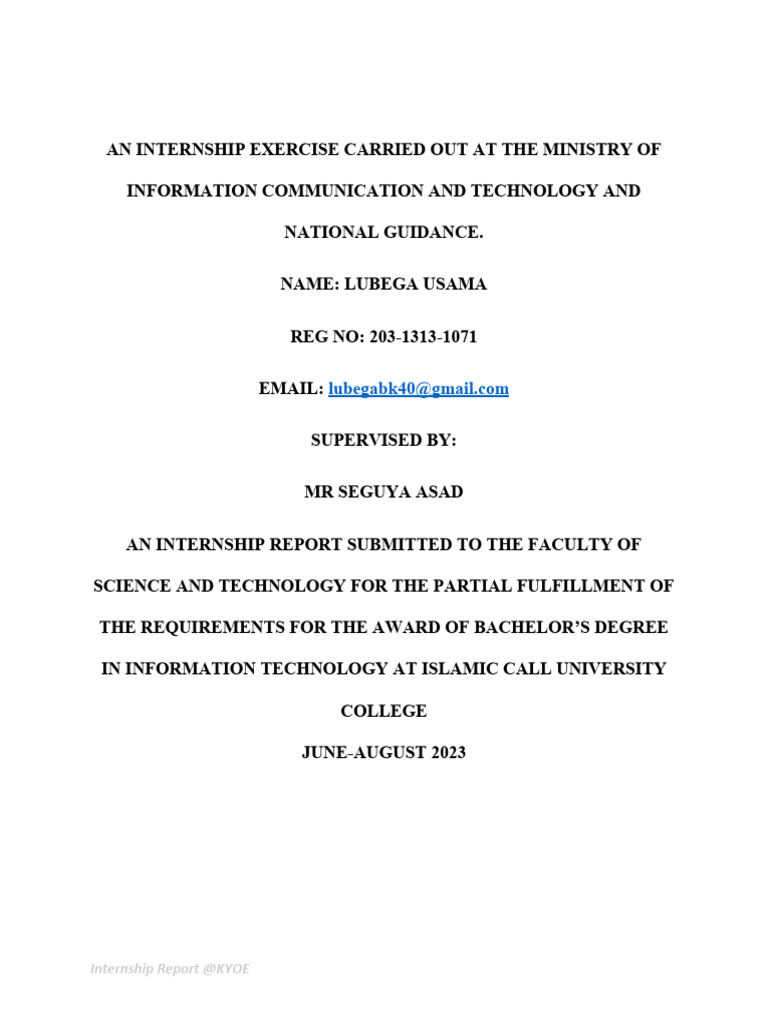 Lubega intern. Right! | PDF | Job Hunting | Internship