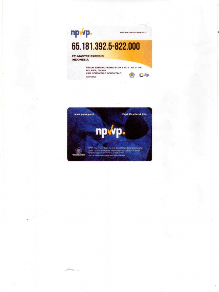 NPWP PT Master Espeidis Indonesia 20221006 - 15053299 | PDF