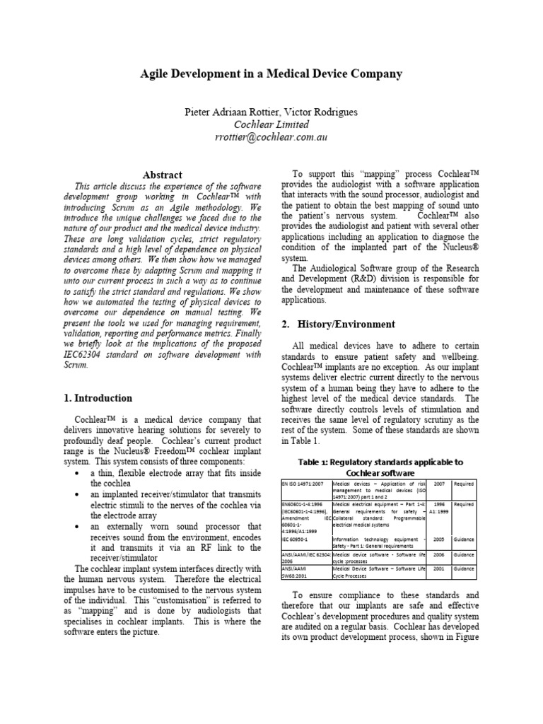 Agile Development Medical Device Company | Download Free PDF | Agile Software Development ...