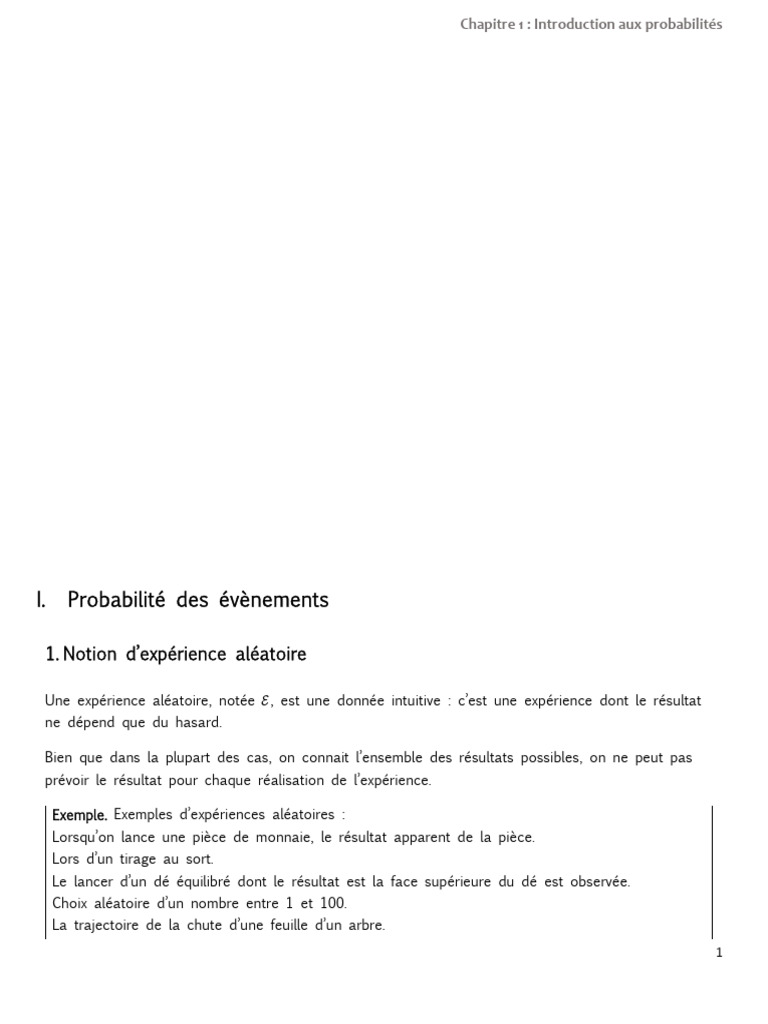 Introduction aux probabilités et événements | PDF | Théorie des ...
