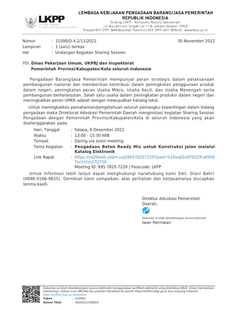 Undangan Sharing Session Pengadaan Beton Ready Mix Untuk Konstruksi ...