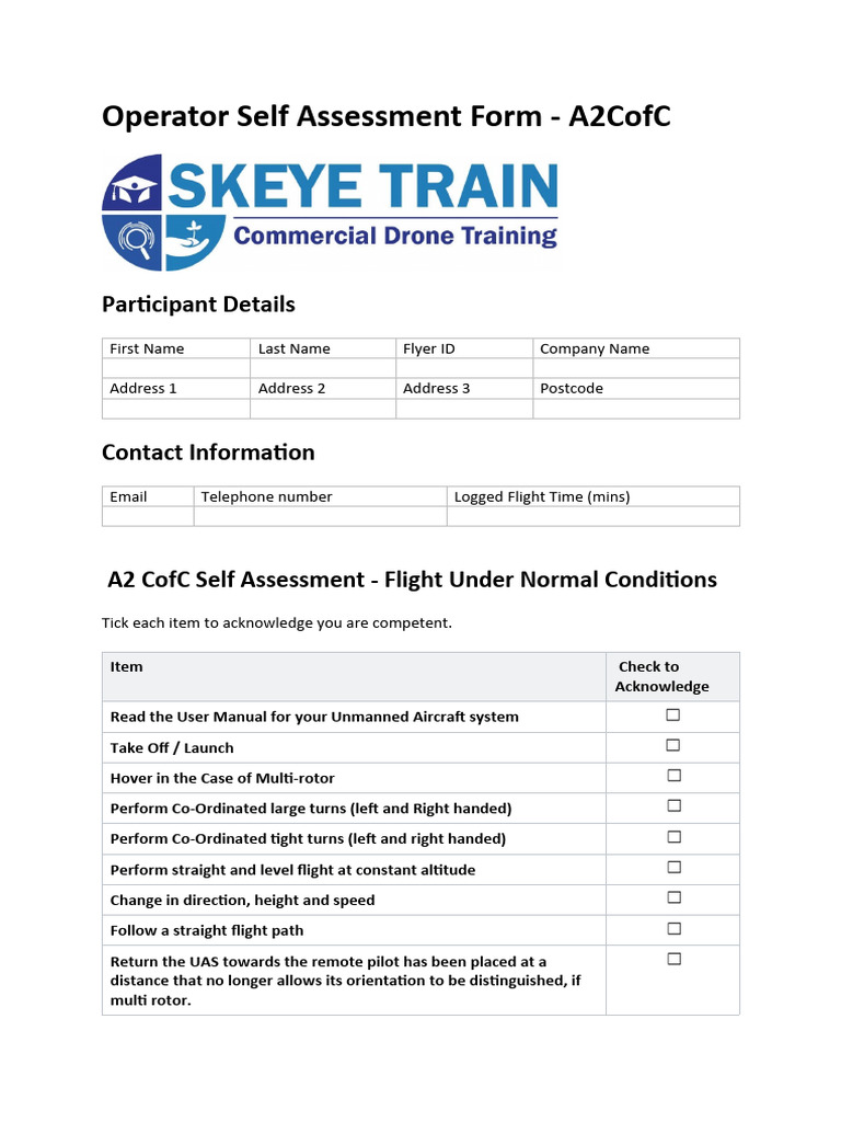 A2CofC Self-Assessment v2.0 7 | PDF | Unmanned Aerial Vehicle | Flight