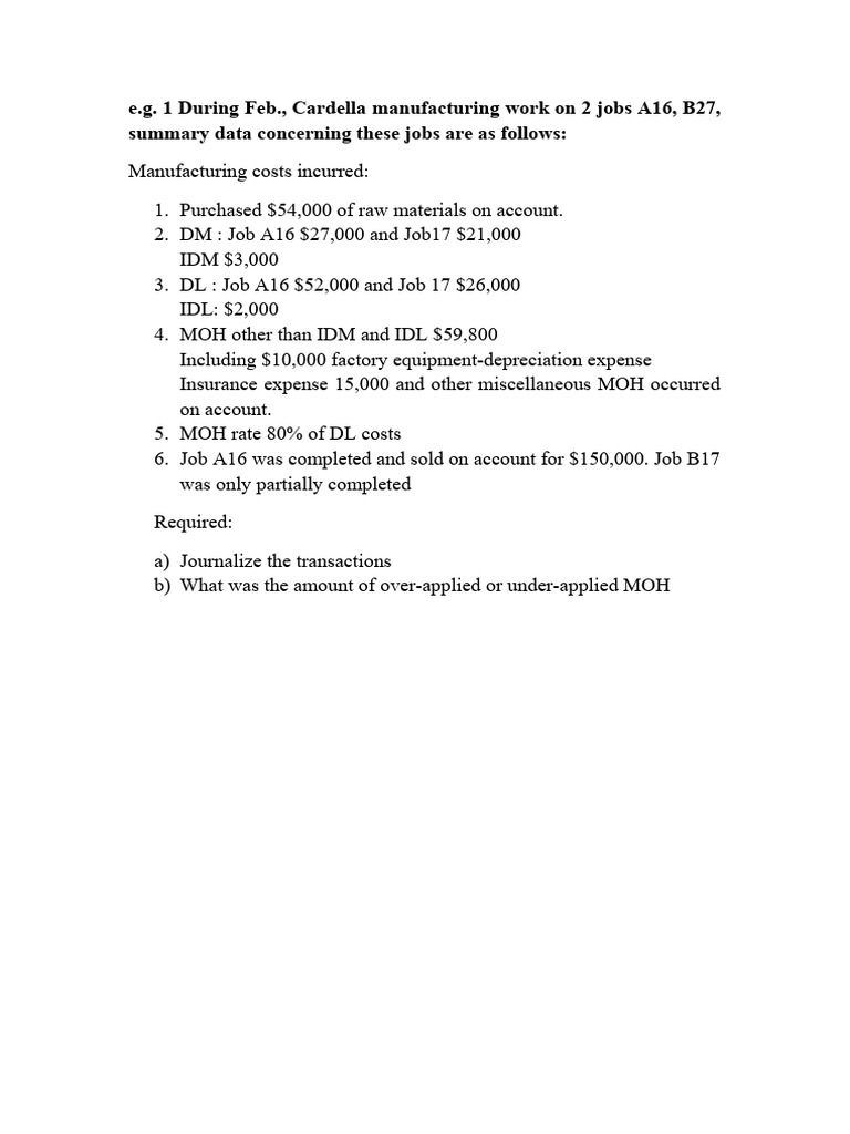 Job Order - Journal Entries | PDF | Cost | Financial Economics