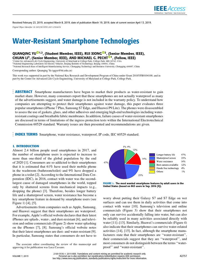Water-Resistant Smartphone Technologies | PDF | Smartphone