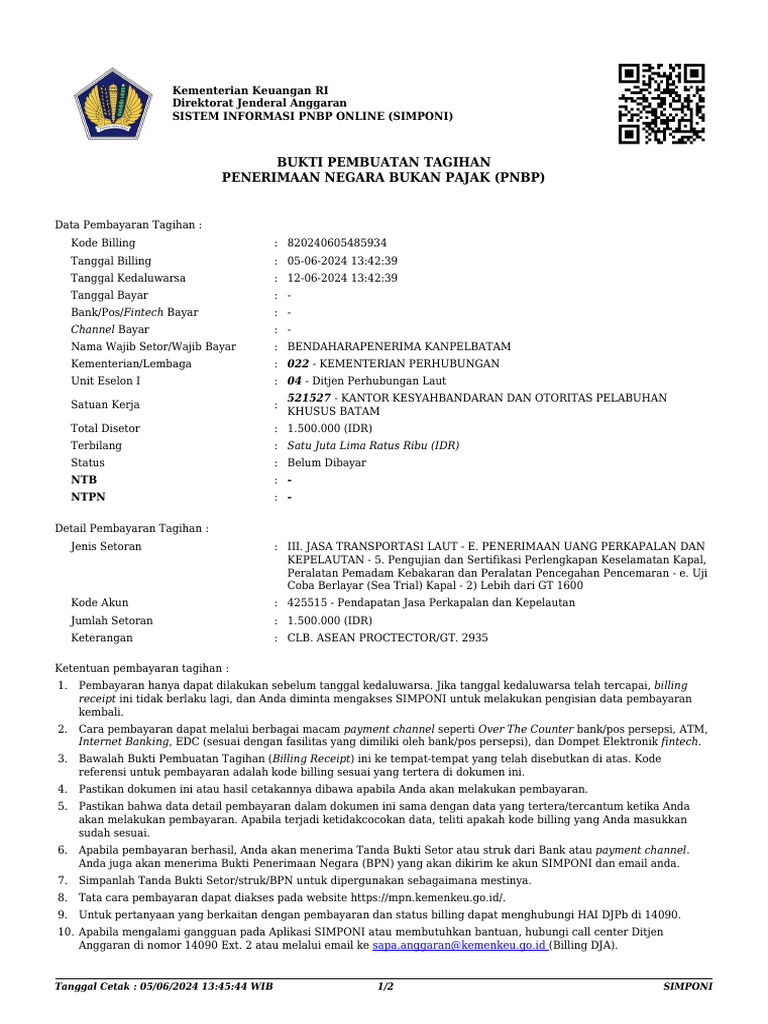 Kode Billing Seatrial Asean Protector | PDF | Hukum