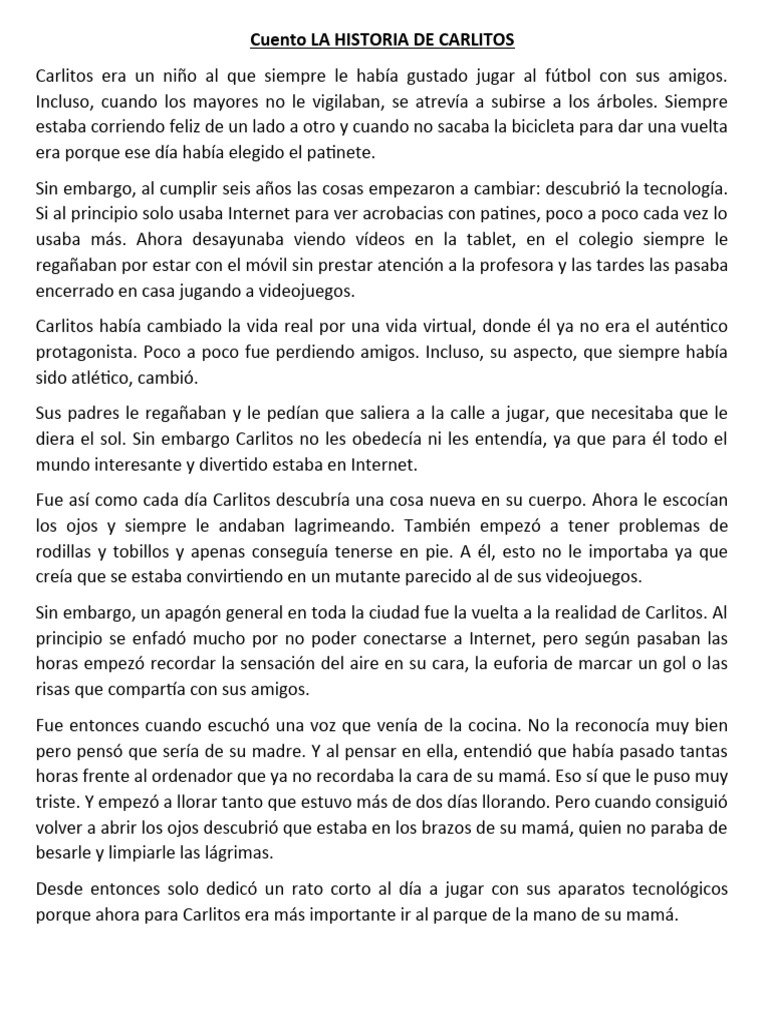 Cuento La Historia de Carlitos | PDF