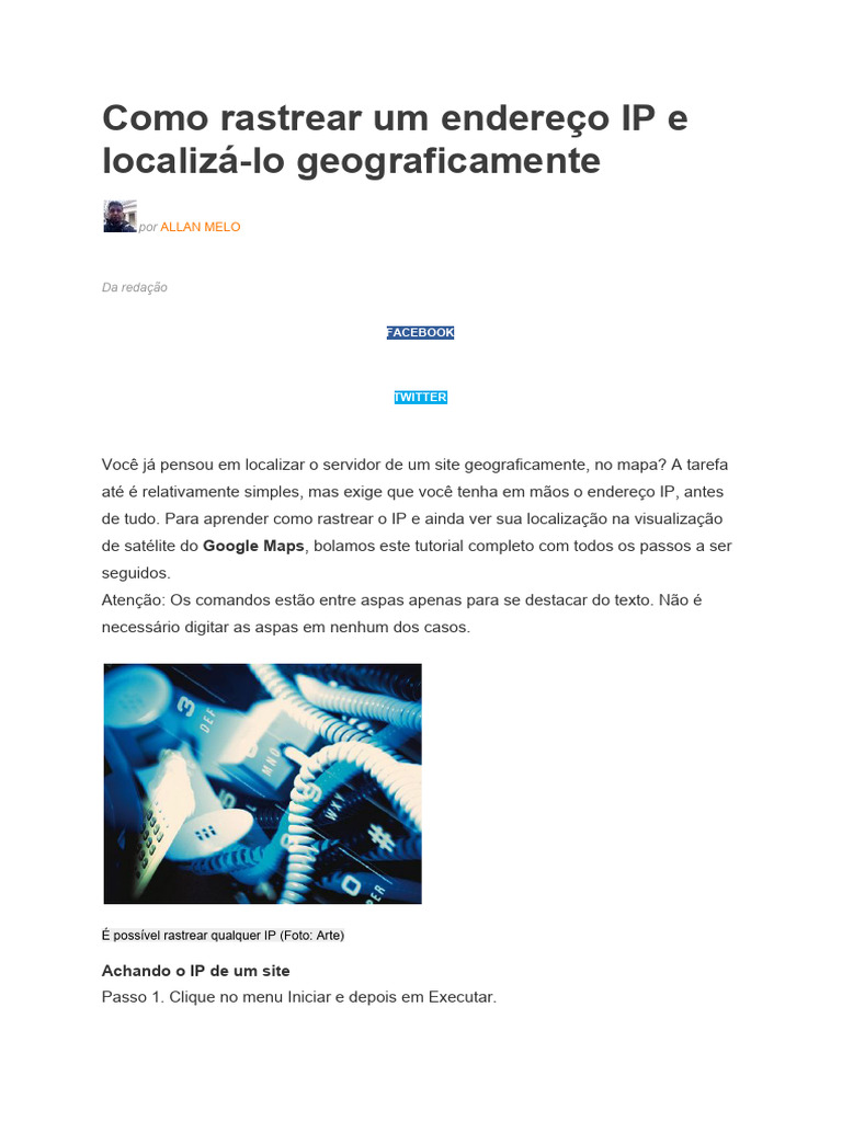 ???como Rastrear Um Endereço IP e Localizá-Lo Geograficamente-1-1 | PDF ...