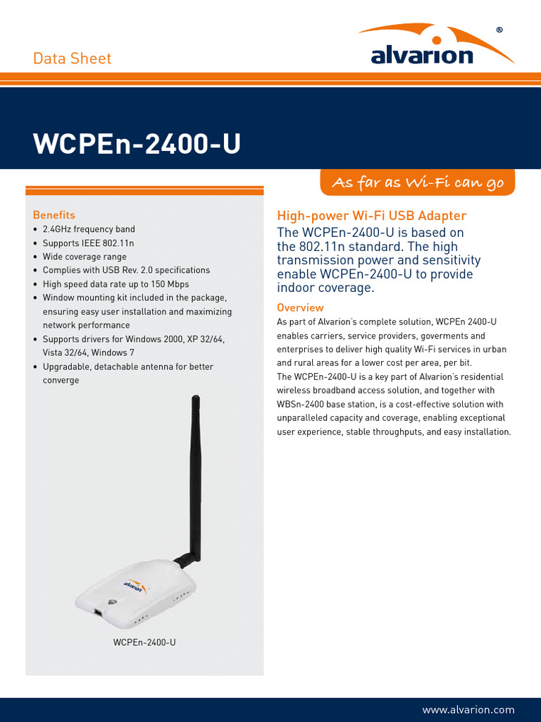 ALVARION WCPEn-2400-U | PDF | Ieee 802.11 | Wi Fi
