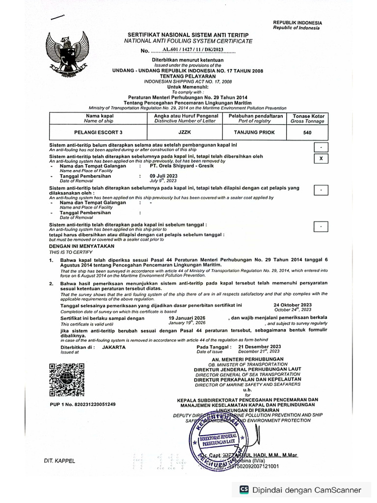 10.certificate Anti Fouling PE3 | PDF