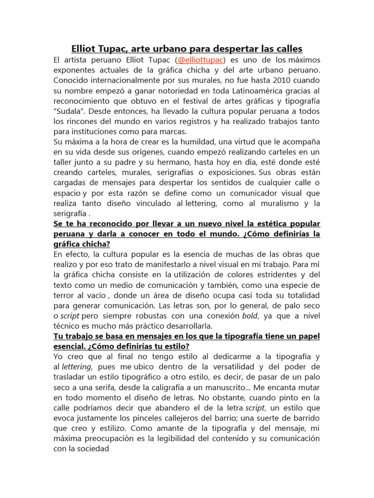 Elliot Tupac | PDF | Tipografía | Arte callejero