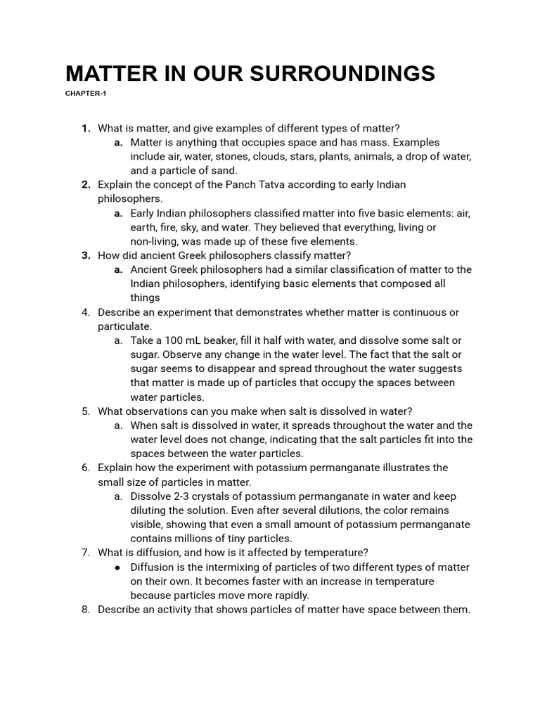 Matter in Our Surroundings Chapter-1 | PDF | Liquids | Gases