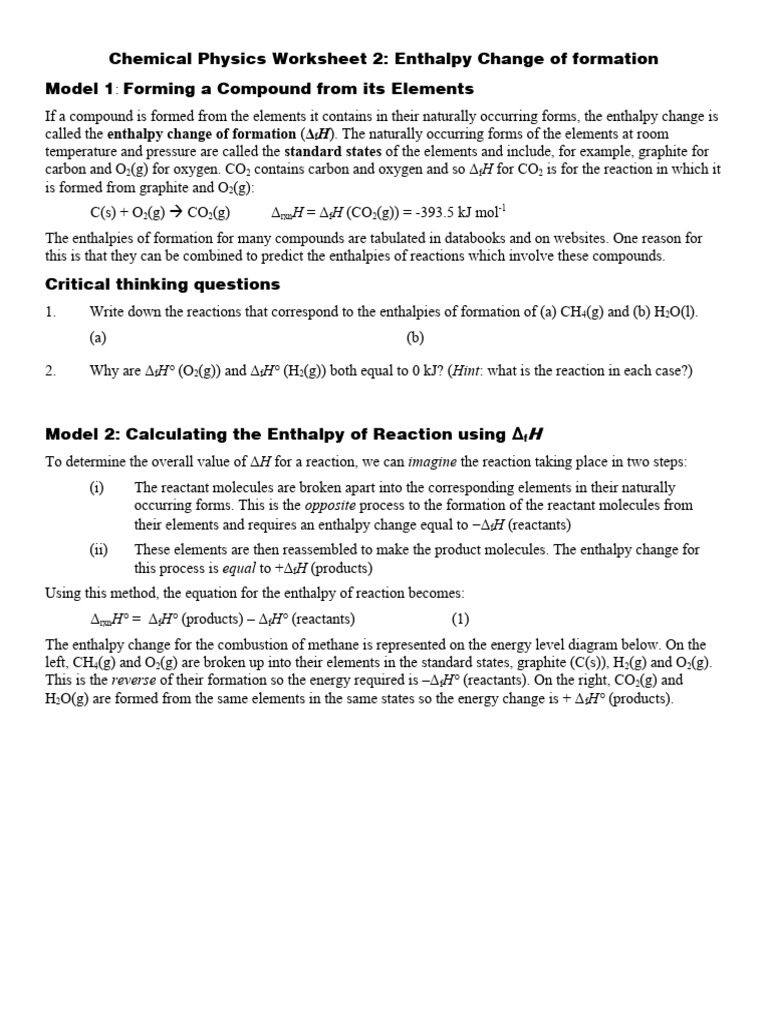 Tutorial Sheet2 | PDF | Chemical Reactions | Enthalpy