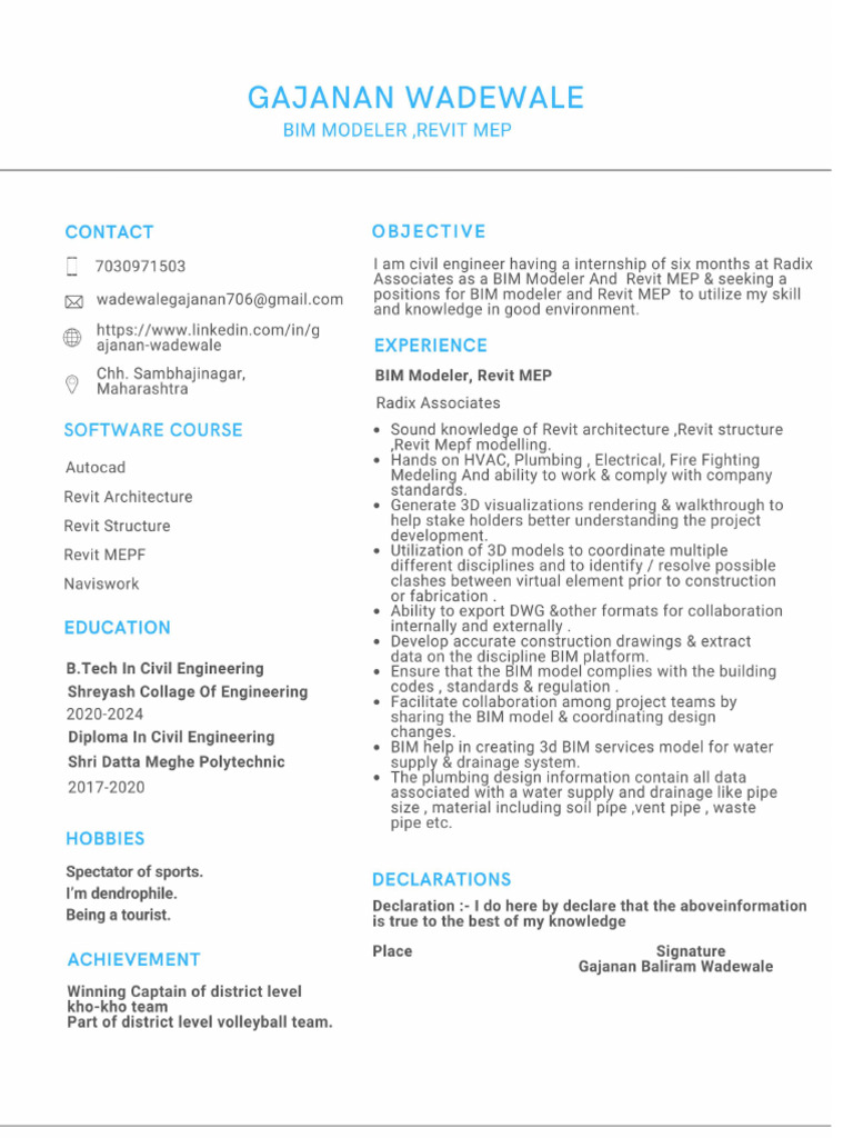 Resume Gajanan Wade Wale | PDF