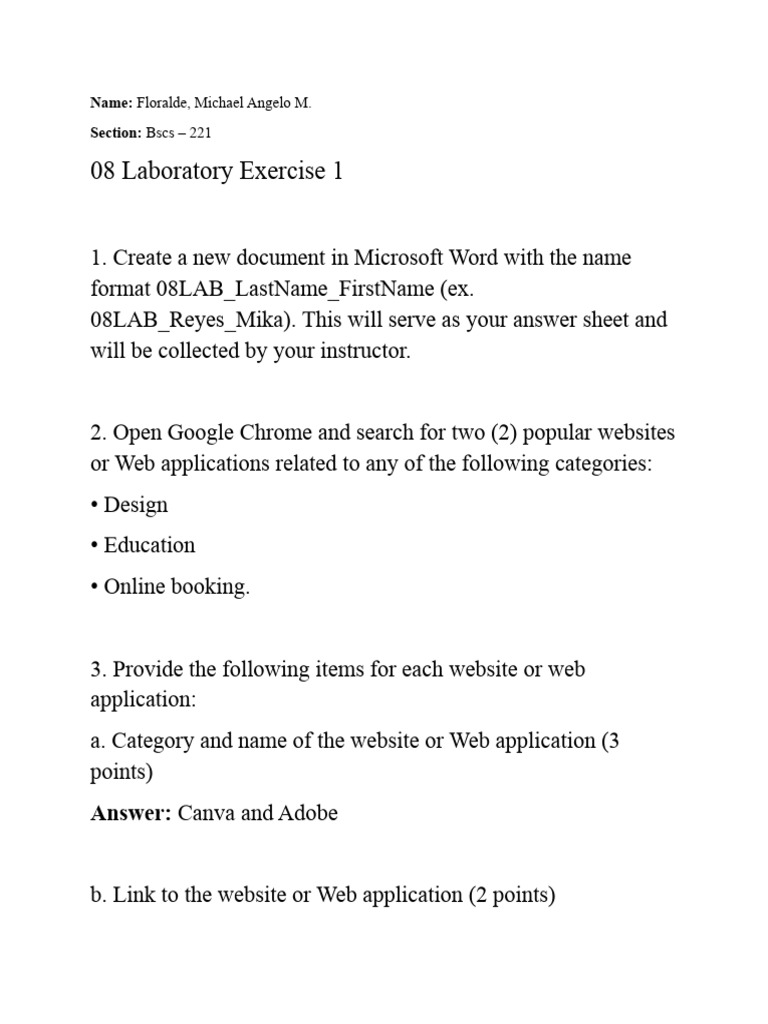 08 Lab Exer 1 Floralde | PDF | Websites | World Wide Web
