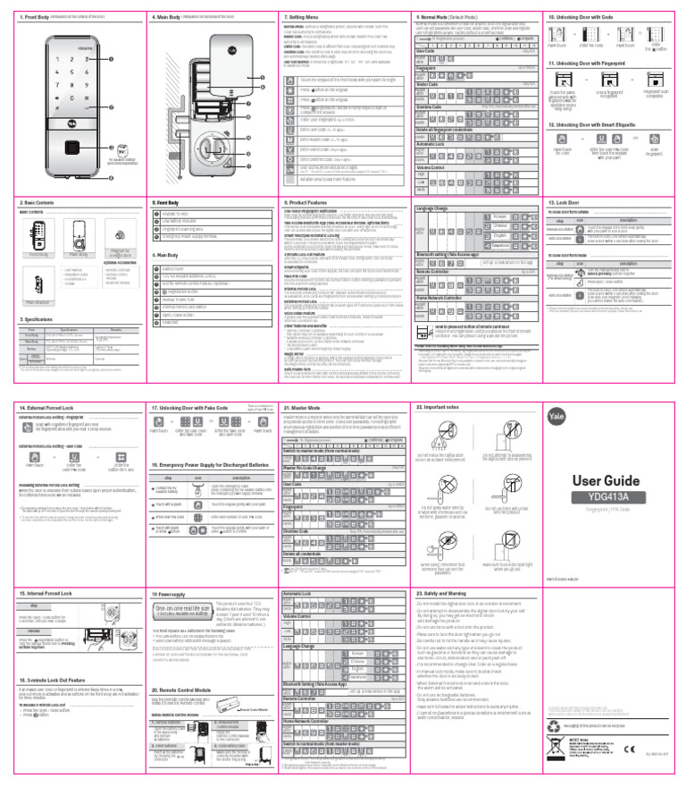 Yale YDG413A Smart Lock Manual | PDF | Personal Identification Number ...