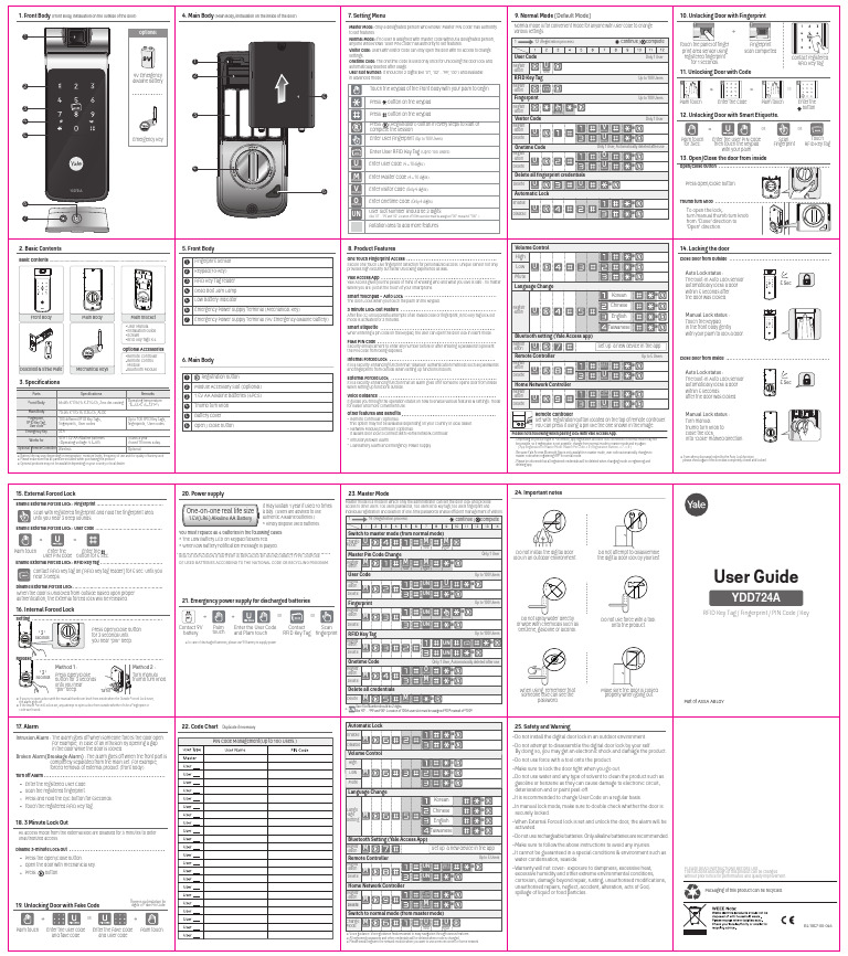 Yale YDD724A Lock User Manual | PDF | Personal Identification Number ...