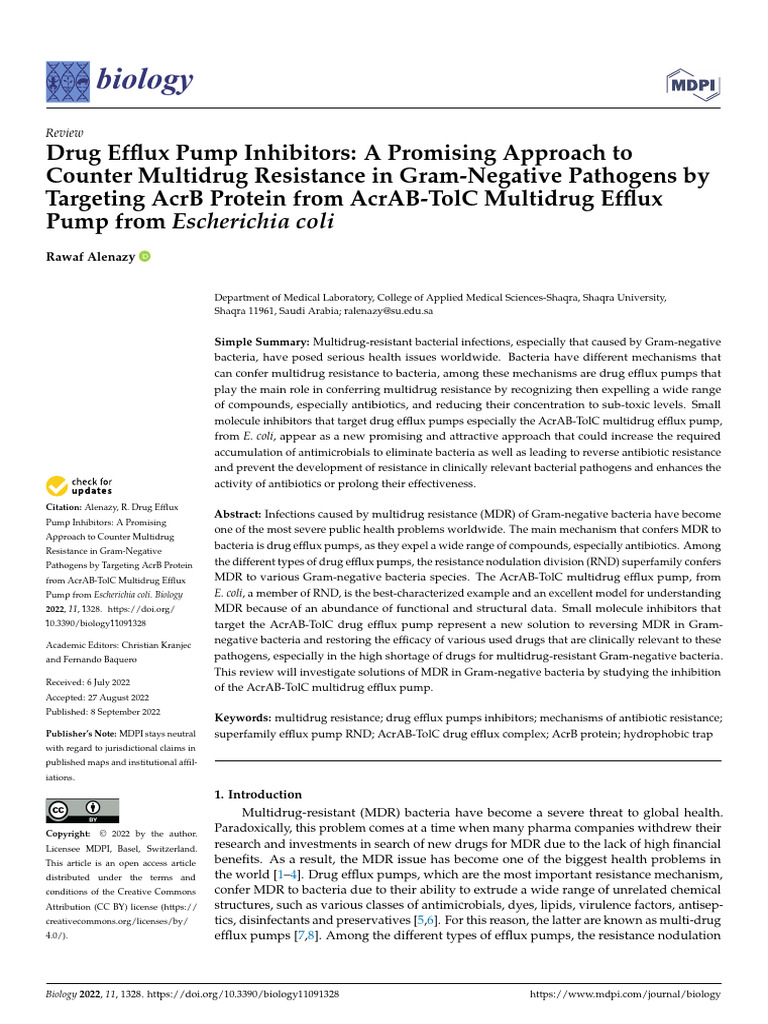 Efflux Pump Proteins 02 | PDF | Multiple Drug Resistance | Antimicrobial Resistance