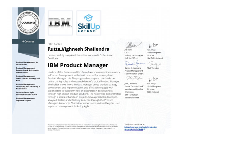 IBM Product Management Certificate | PDF