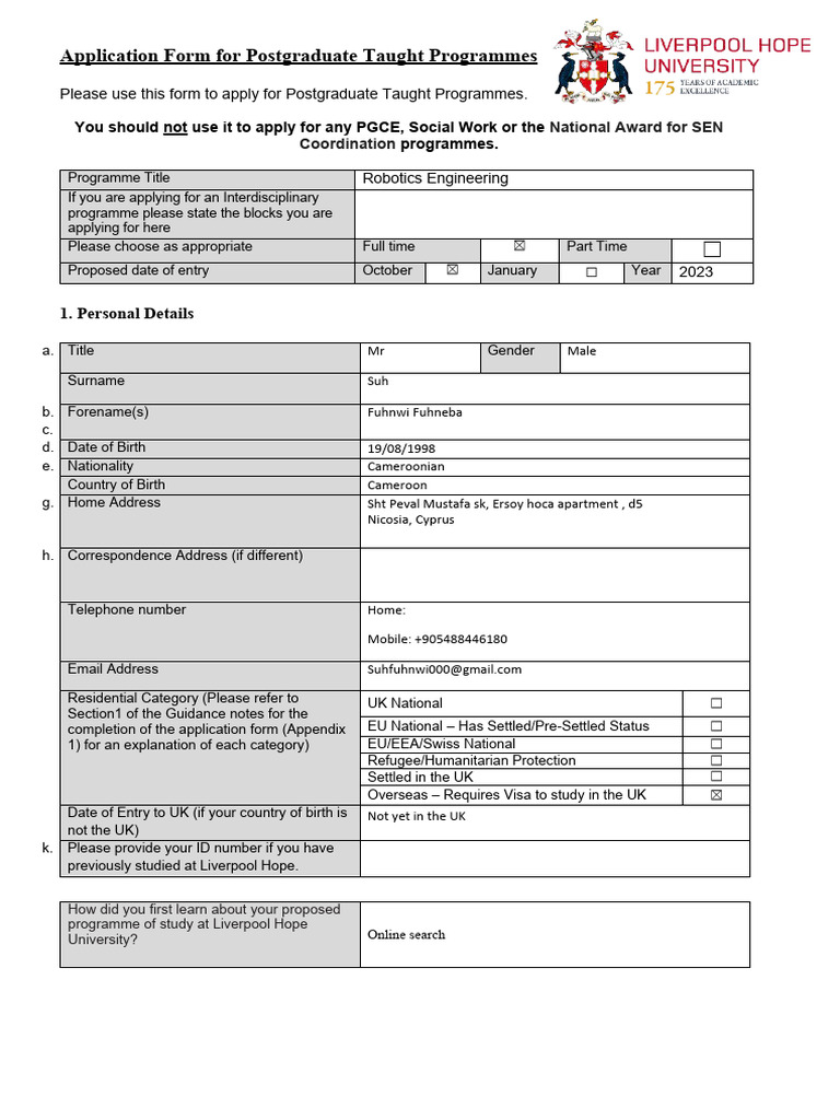 Postgraduate Application Form 2021_220119 (1) | PDF | Disability ...