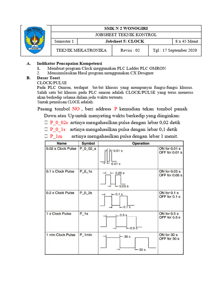 Program Clock dan Timer PLC OMRON | PDF