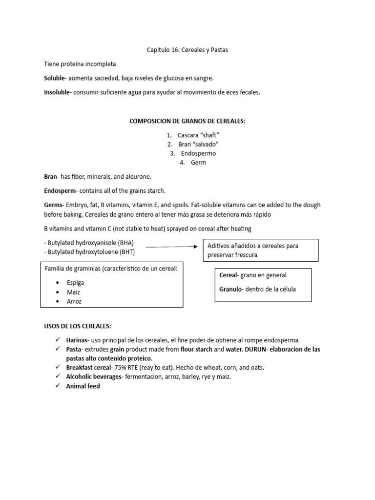 Nutritional Guide to Cereals and Pasta | PDF | Cereals | Whole Grain
