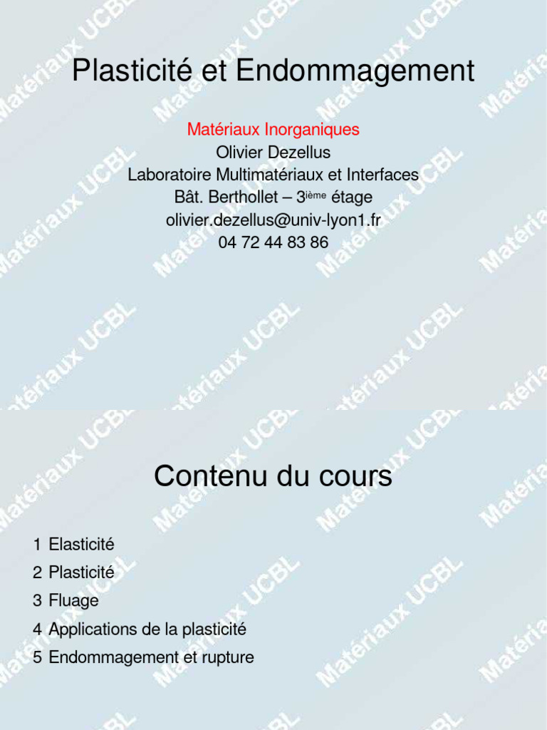 Plasticité et Endommagement des Matériaux | PDF | Fragilité | Fatigue ...