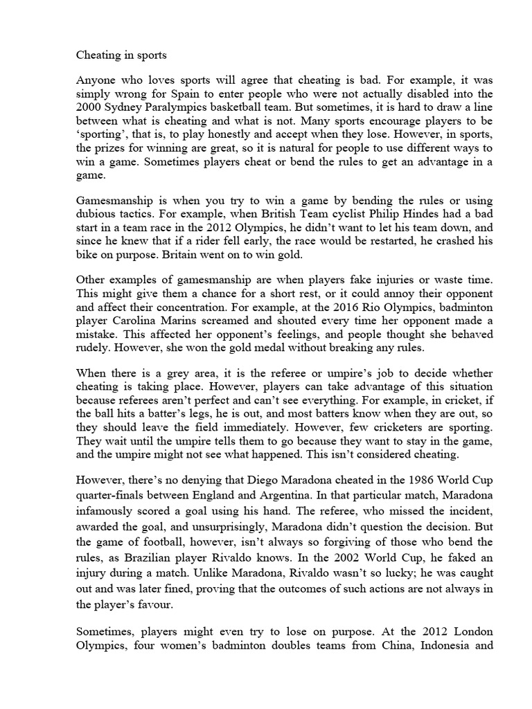 Cheating in sports | PDF | Referee | Cricket