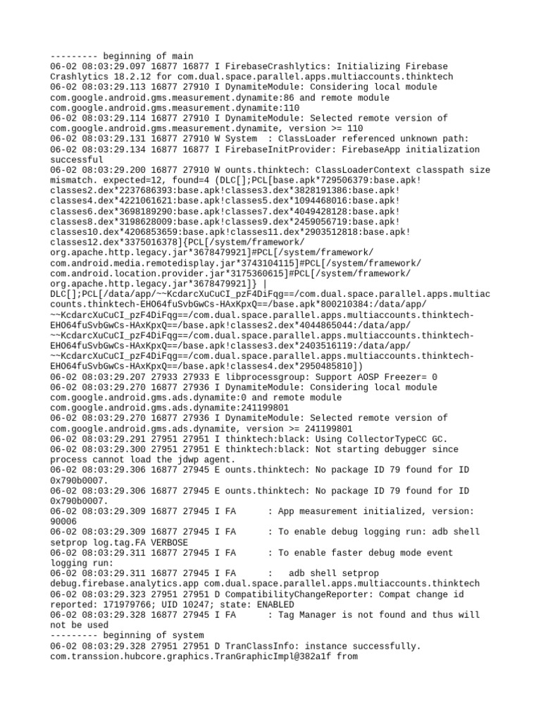 Firebase and Dynamite Module Initialization Logs | PDF | Android (Operating System) | Java ...