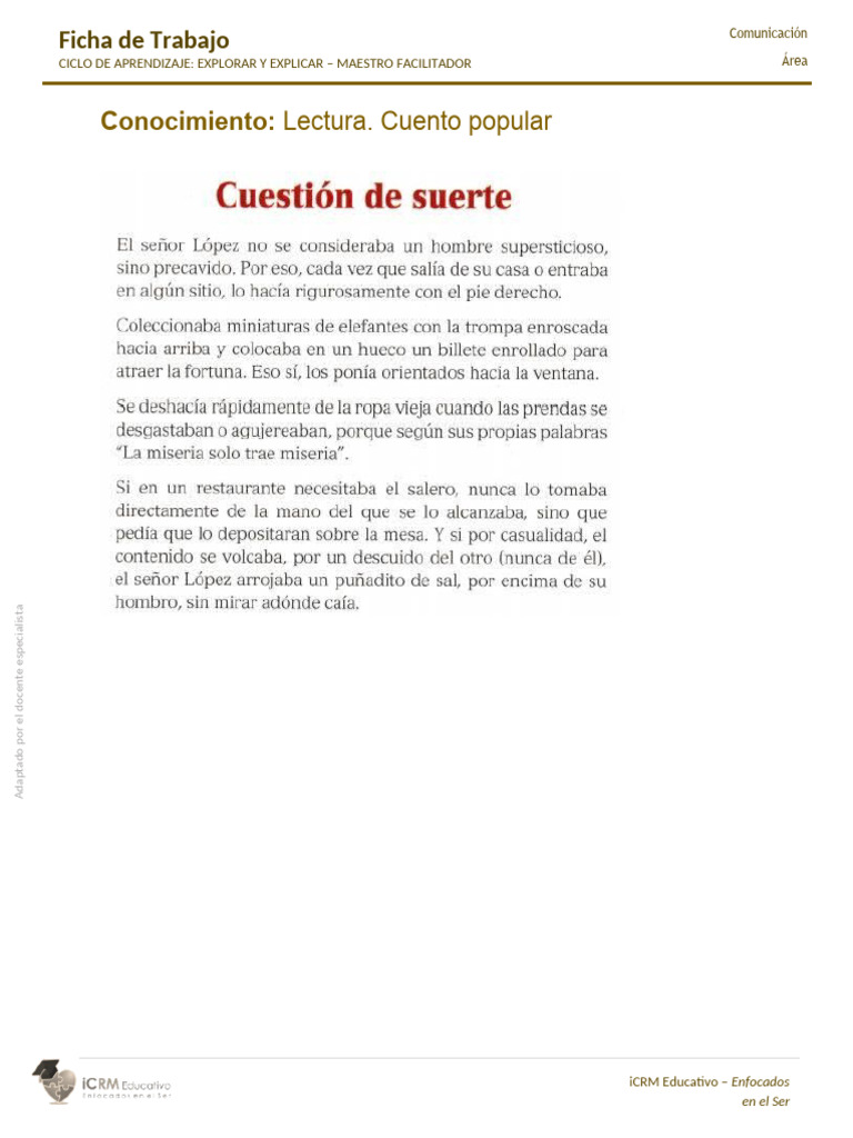 u3 s1 Fts Lectura. Cuento Popular-ficha Alumno-convertido | Descargar ...