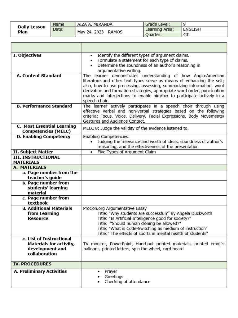 English Lesson Plan | Download Free PDF | Causality | Learning