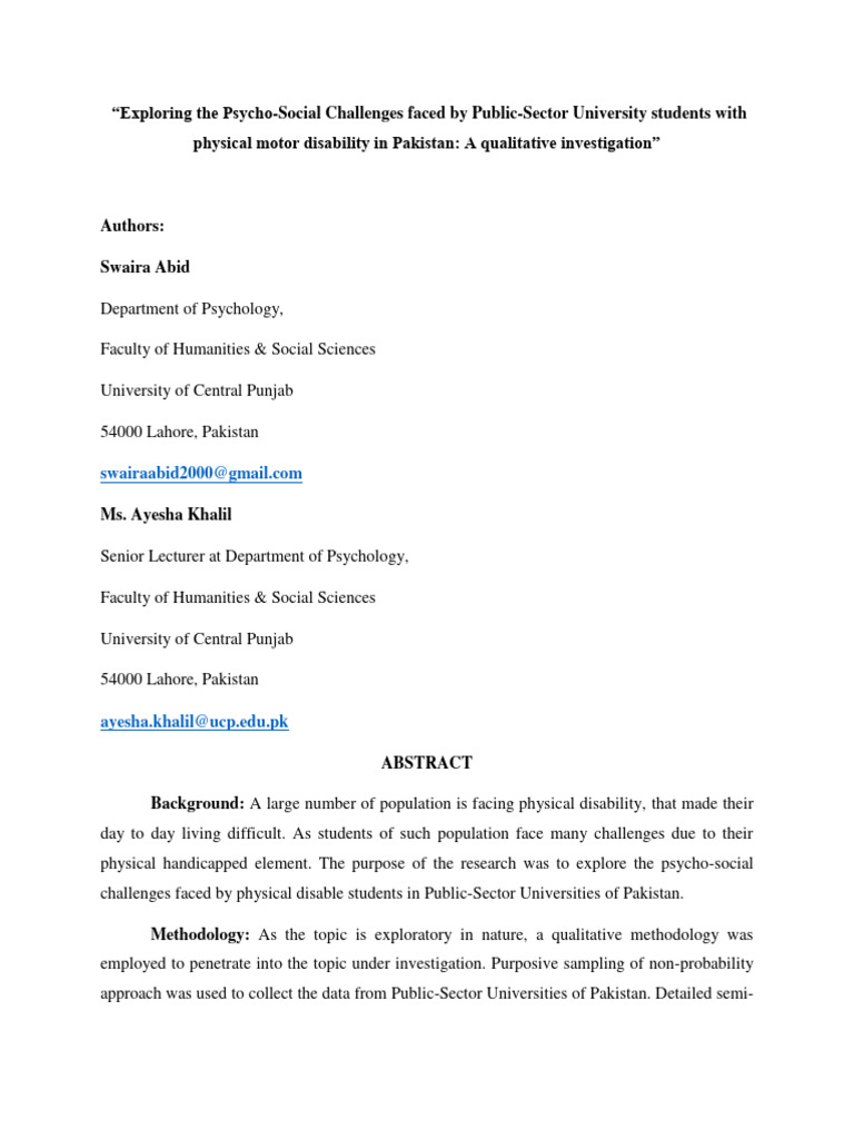 (BS) Abstract | PDF | Psychology | Disability