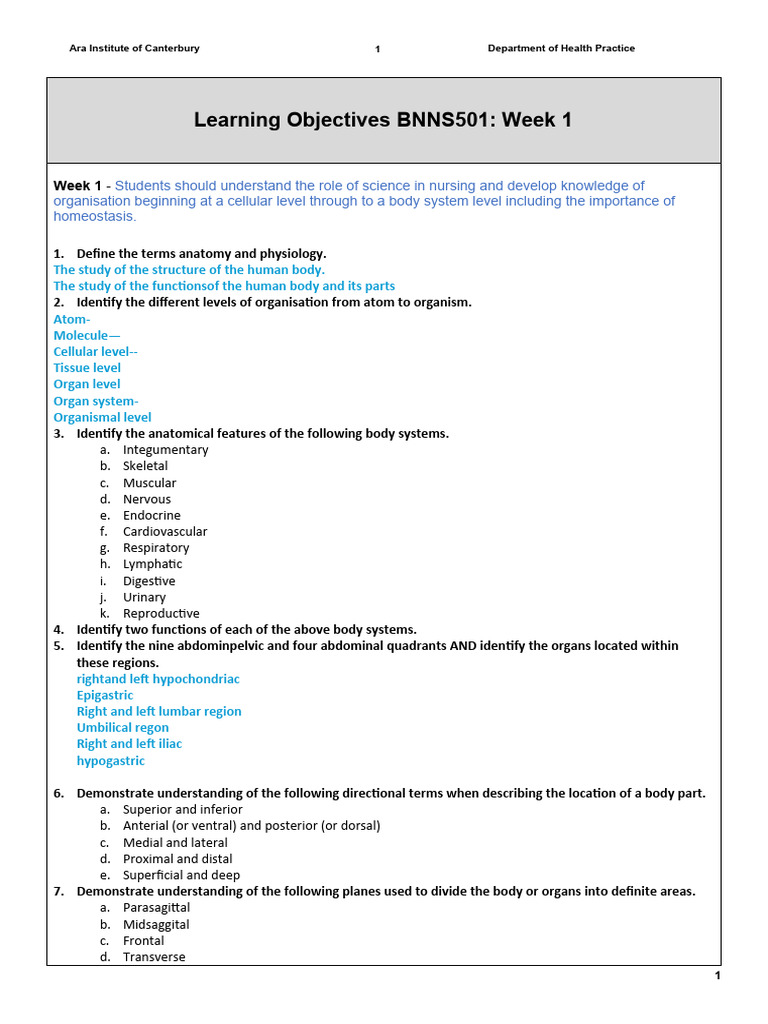 Week 1 Learning Objectives Pdf Adenosine Triphosphate Cellular Respiration