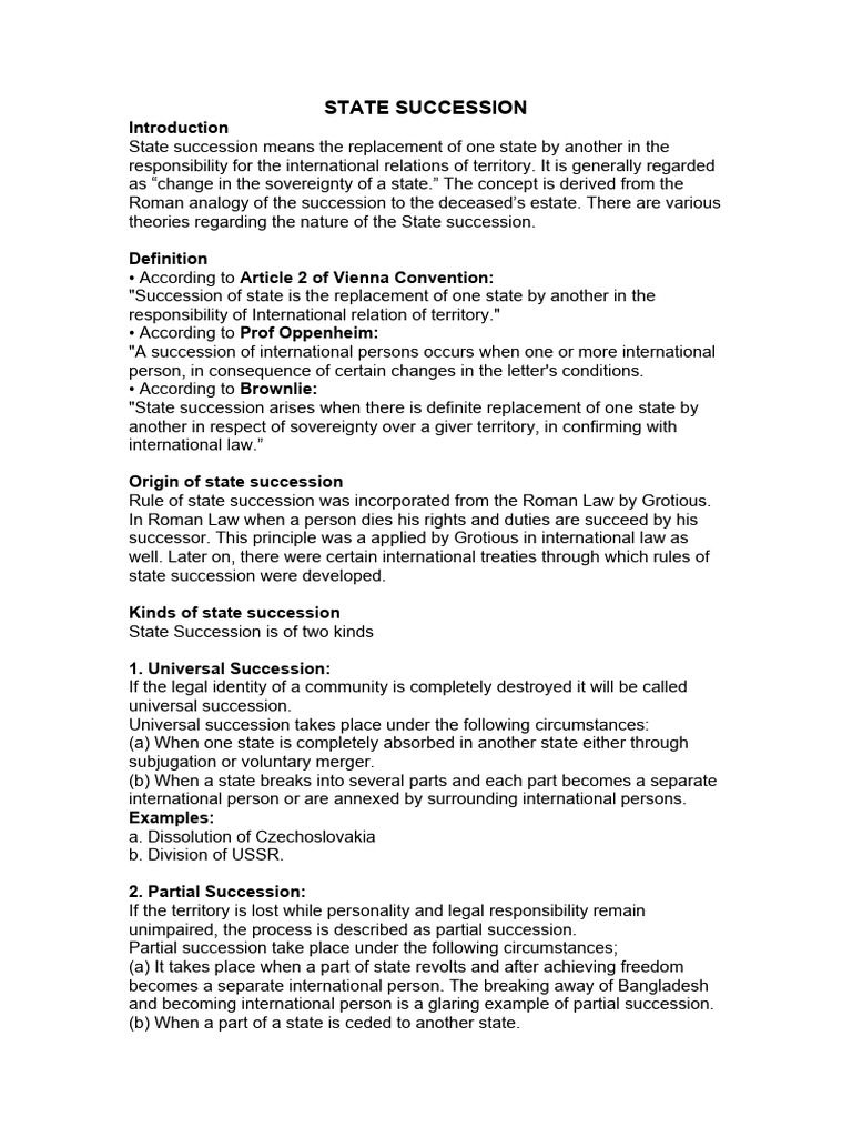 State Succession | PDF | International Law | Tort