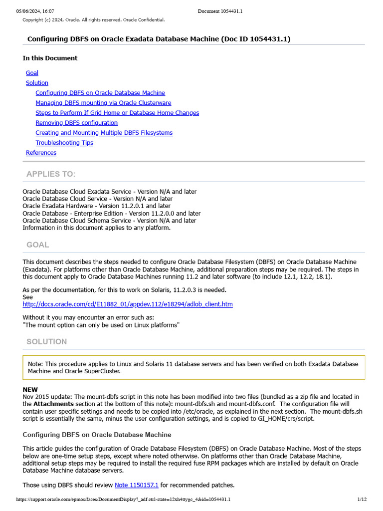 DBFS_Exadata | PDF | File System | Superuser
